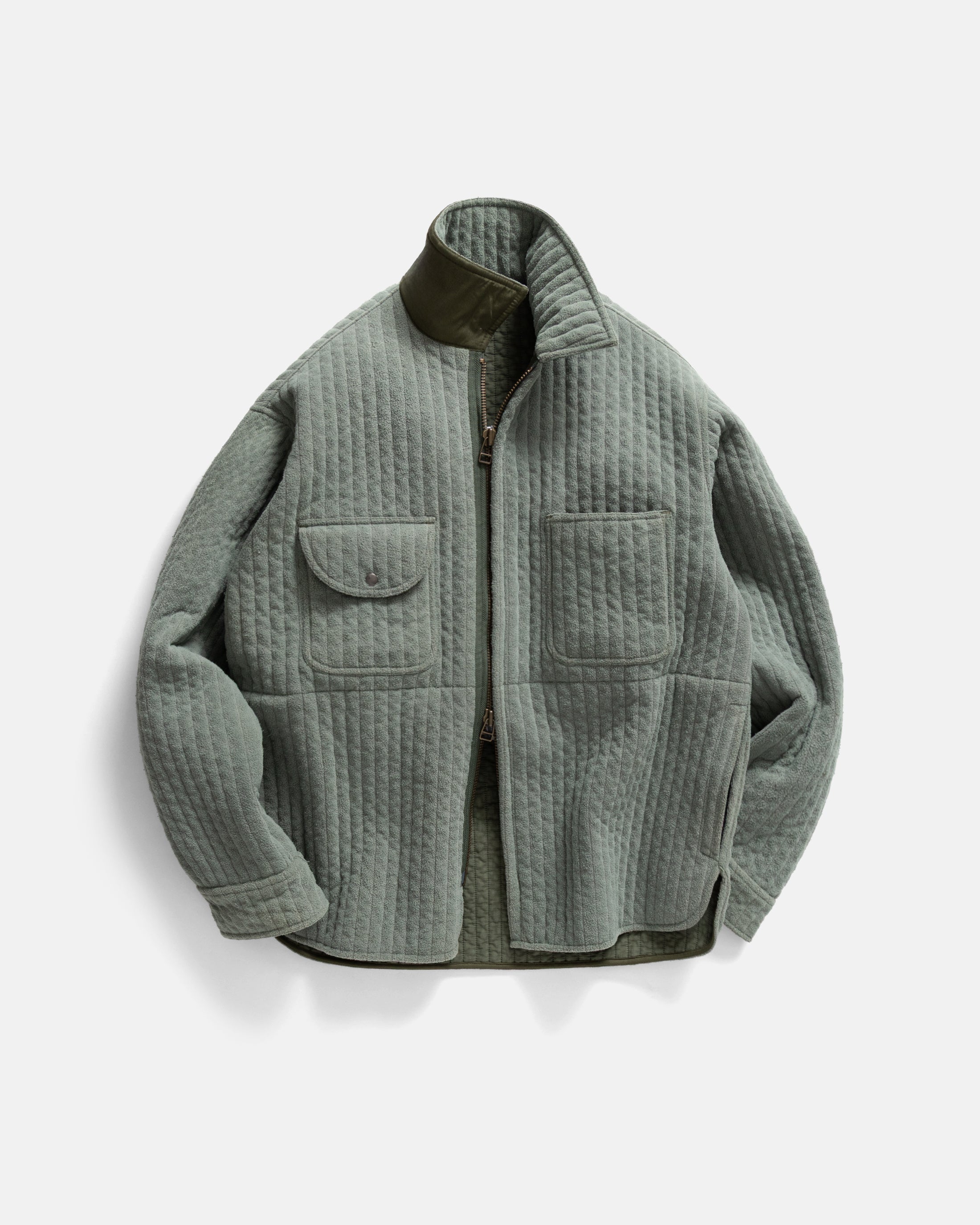 OUTWORKER SHIRT - OREGANO QUILTED BRUSHED PILE DOUBLE FACE COTTON – 18 East